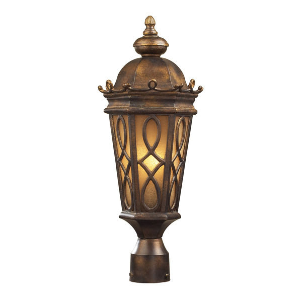 Burlington Junction 2 Light Post Light In Hazlenut Bronze And Amber ...