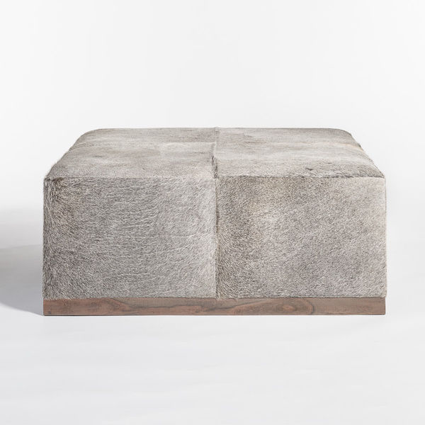 Felix Large Frosted Hide Leather Ottoman | Scout & Nimble