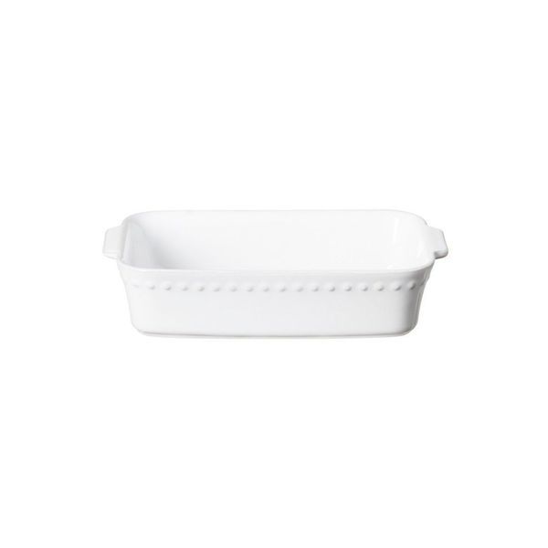 Pearl Small 11'' Scalloped White Ceramic Stoneware Rectangle Baker