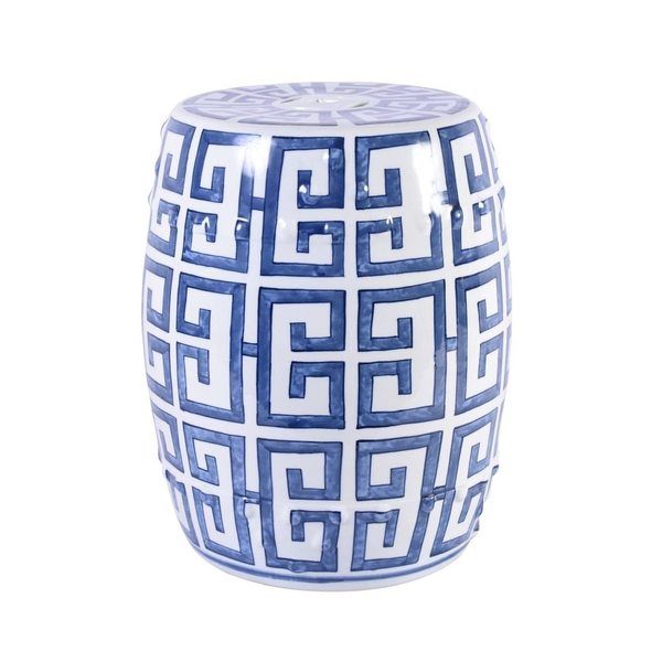 Blue & White Greek Key Garden Stool | Scout & Nimble