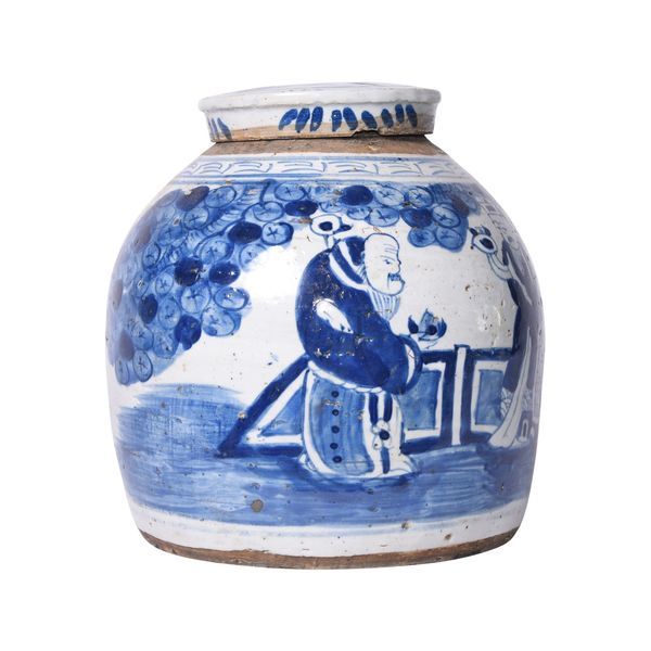 Blue & White Vintage Ming Jar Three Wise Men Motif | Scout & Nimble