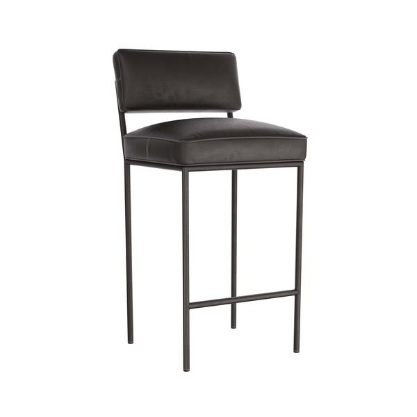 Topanga Graphite Leather Bar Stool | Scout & Nimble