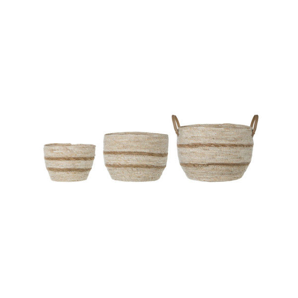 Maize Baskets With Leather Handle Set | Scout & Nimble