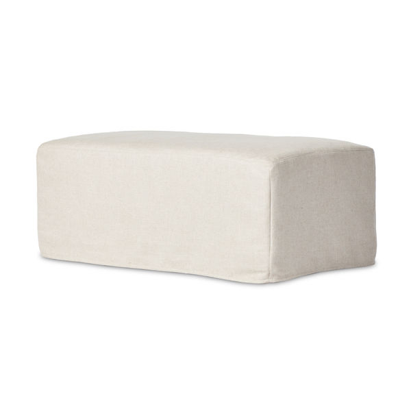 Maddox Upholstered Evere Oatmeal Slipcover Ottoman | Scout & Nimble
