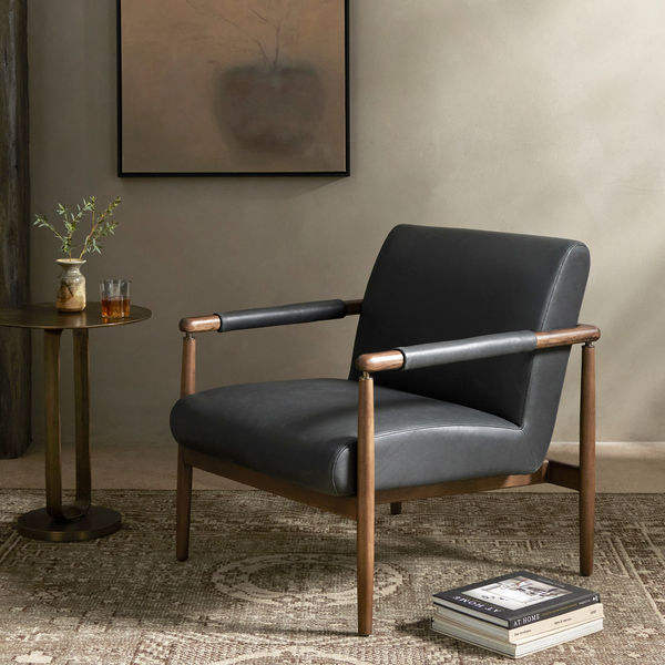 Markia Brickhouse Black Leather Accent Chair | Scout & Nimble