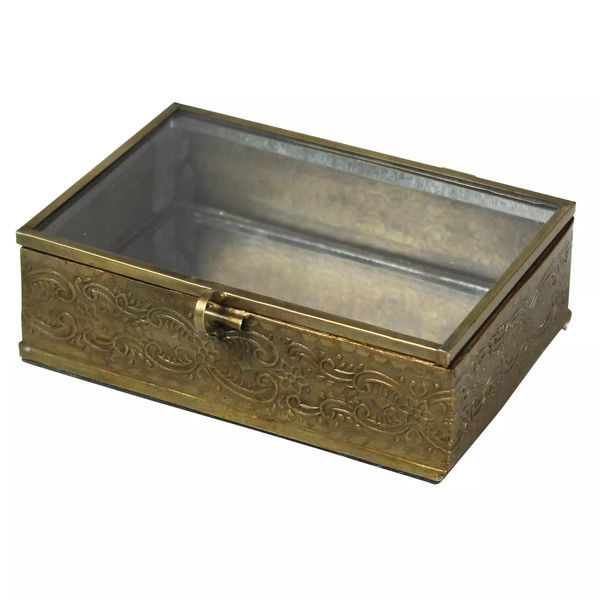 Aria Embossed Box, Brass | Scout & Nimble