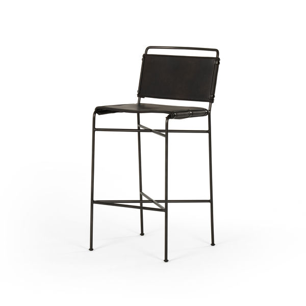 Wharton Stool Distressed Black Bar | Scout & Nimble