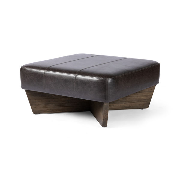 Chaz Square Leather Ottoman - Sonoma Black | Scout & Nimble