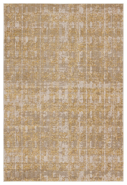 Gimeas Mid-Century-Modern-Inspired Gold/ Taupe Rug - 18" Swatch