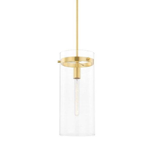 Haisley Large Gold Clear Glass Cylinder Pendant Light | Scout & Nimble
