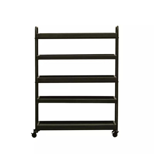 Tray Style Shelves With Metal Frame & Locking Caster Wheels