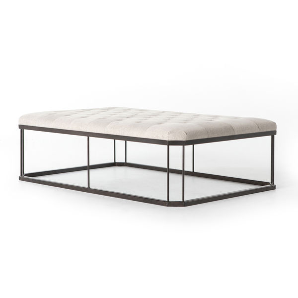 Isle Upholstered Grey Stone Ottoman | Scout & Nimble