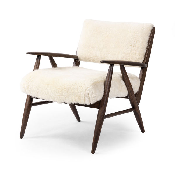Papile Upholstered Cream Shearling Chair | Scout & Nimble