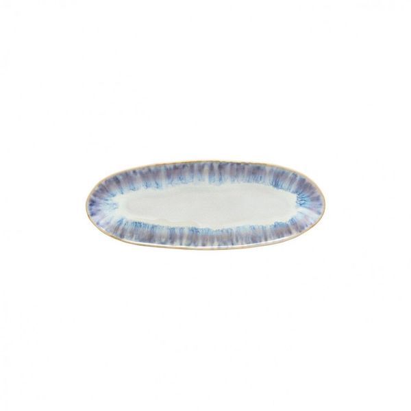 Brisa Large Ceramic Stoneware Oval Plate, Set of 6 - Ria Blue