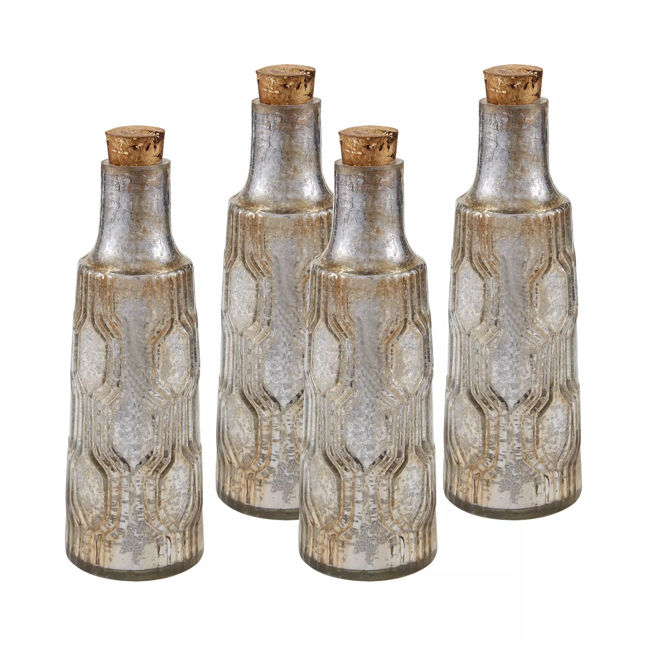 Set Of Four 8" Mouth Blown Mercury Glass Bottle | Scout & Nimble