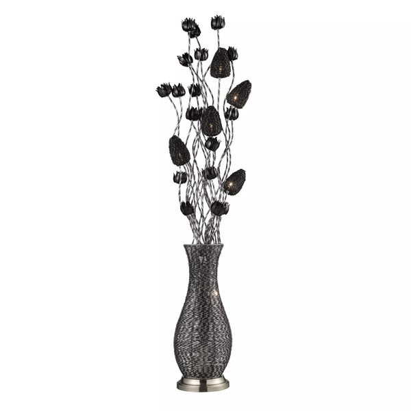 Cyprus Grove Floral Display Floor Lamp In Chrome And Black