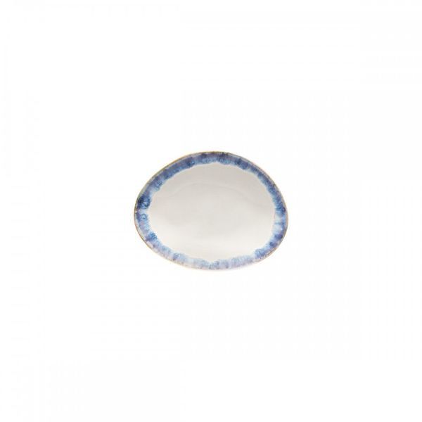 Brisa Small Ceramic Stoneware Oval Plate, Set of 6 - Ria Blue