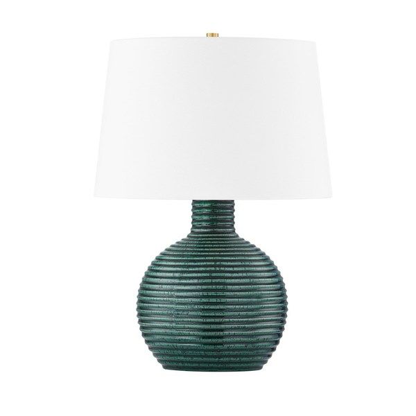 Sara 1-Light Modern Textured Green Stone Table Lamp | Scout & Nimble