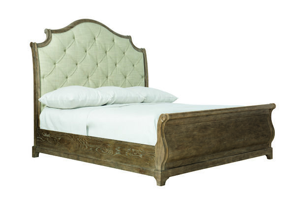 Rustic Patina Upholstered Sleigh Bed | Scout & Nimble