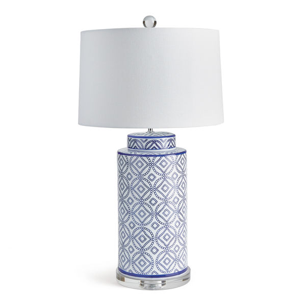Diamond Blue Ceramic Fretwork Lamp | Scout & Nimble