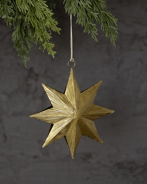 Large Embossed Antique Brass Star Ornaments, Set of 4 | Scout & Nimble