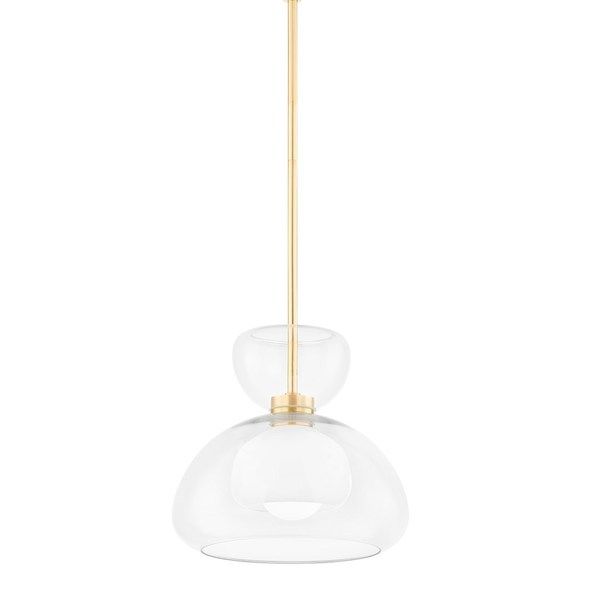 Cortney 1-Light Modern Aged Brass & Glass Pendant | Scout & Nimble
