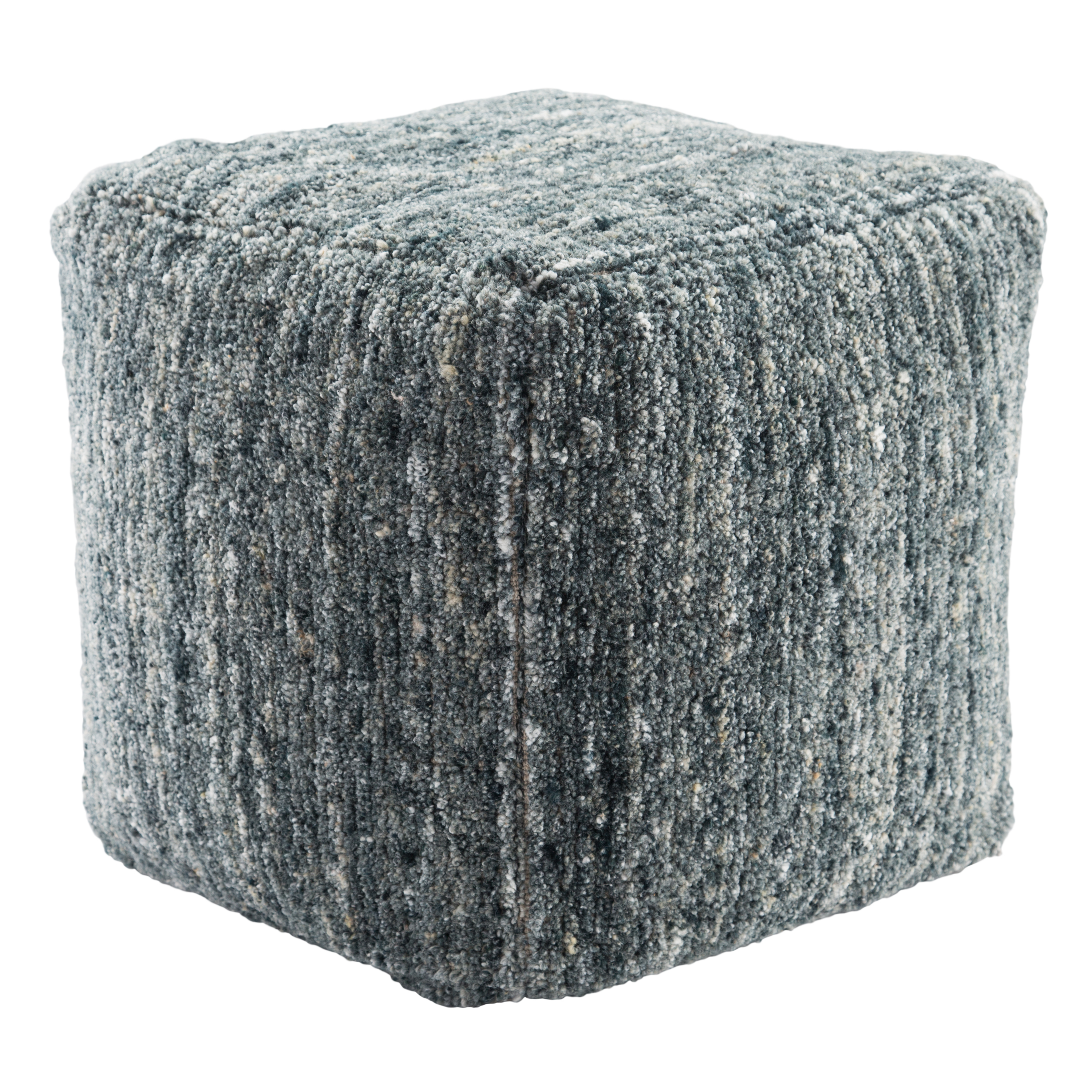 Sherwood Solid Light Blue/ Gray Cube Pouf | Scout & Nimble