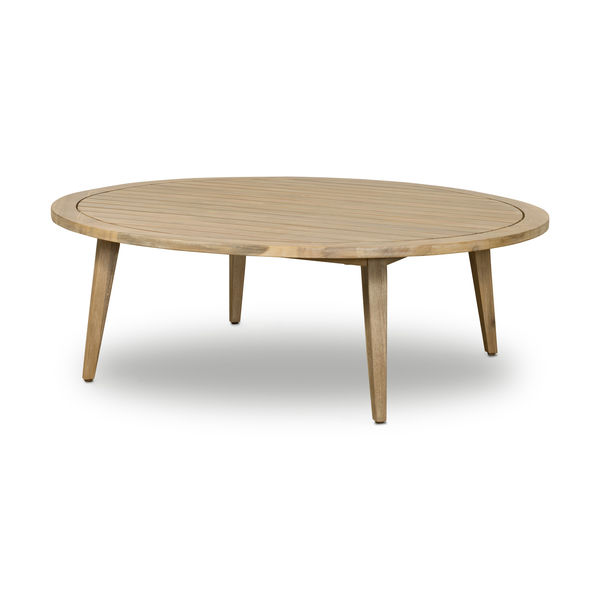 Amaya Tan Wooden Round Outdoor Coffee Table | Scout & Nimble
