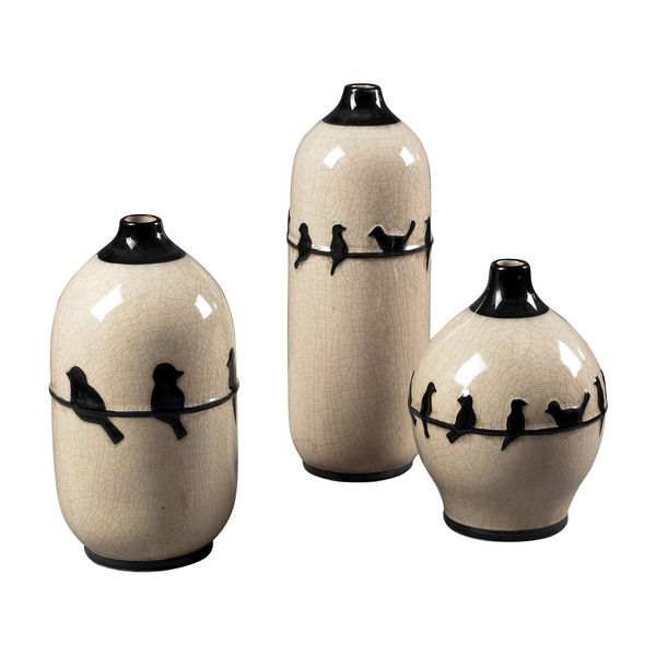 Set Of 3 Birds On A Wire Ceramic Jars | Scout & Nimble