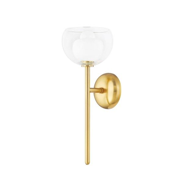Cortney 1-Light Aged Brass & Glass Wall Sconce | Scout & Nimble