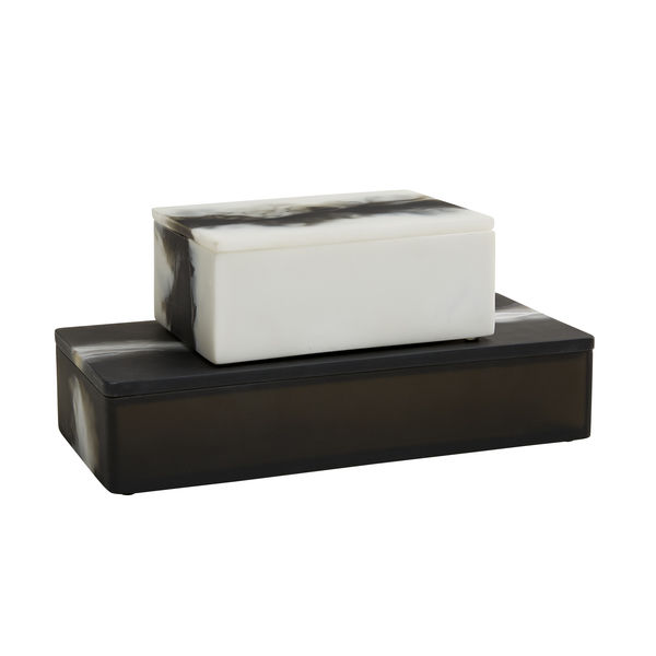 Hollie Black & White Resin Boxes, Set of 2 | Scout & Nimble