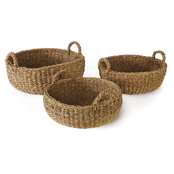 Seagrass Shallow Baskets With Handles, Set Of 3 | Scout & Nimble