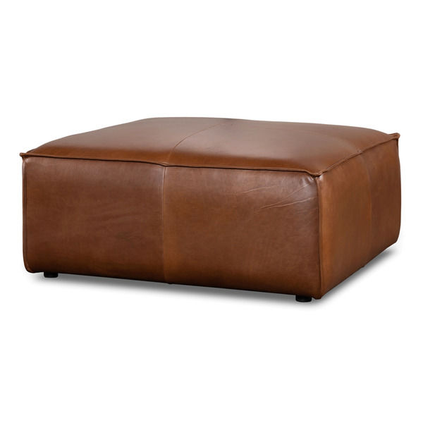 Max Natural Walnut Leather Ottoman | Scout & Nimble