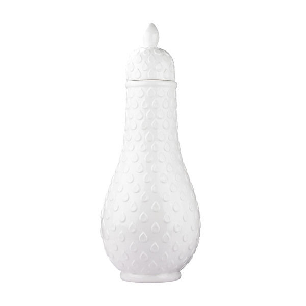 Large White Ceramic Jar With Raised Polka Dots | Scout & Nimble