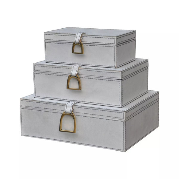 Nested White Leather And Brass Boxes | Scout & Nimble