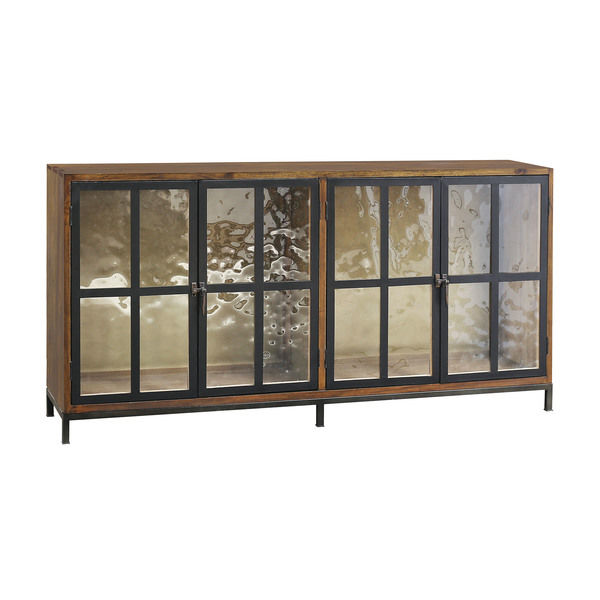 Modern America 4 Door Cabinet In Timber And Metal With Hand Poured Glass