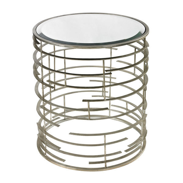 Contemporary Sculptural Metal Work Side Table With Clear Glass Top