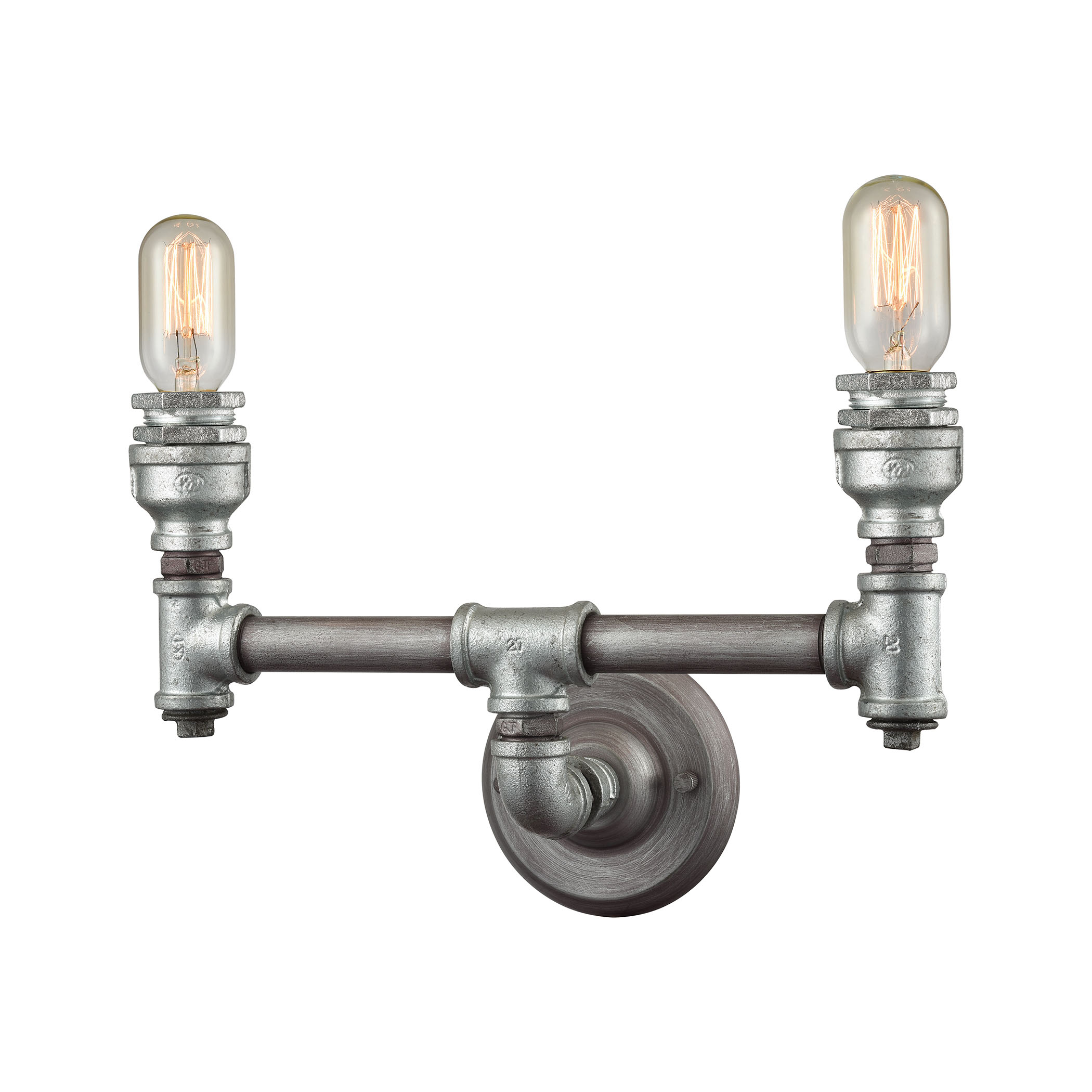 Cast Iron Pipe 2 Light Vanity In Weathered Zinc | Scout & Nimble