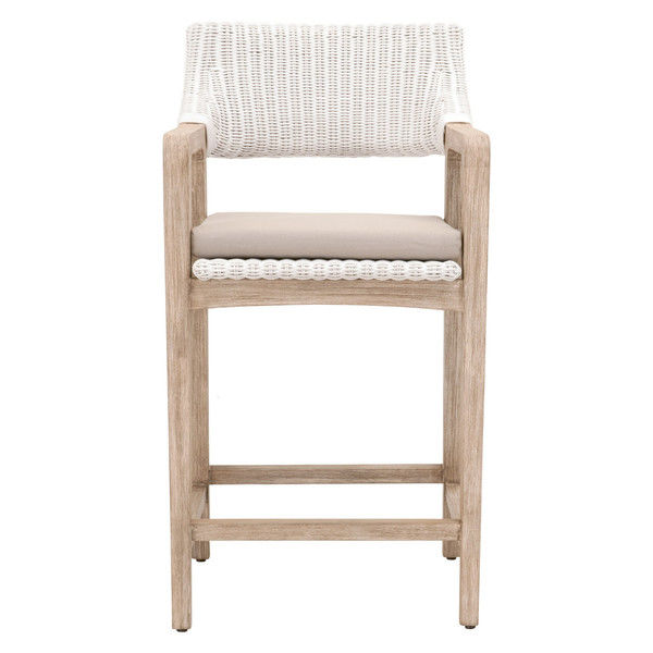 Lucia White Rattan Solid Mahogany Counter Stool | Scout & Nimble