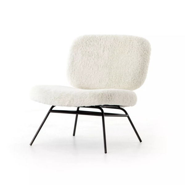 Caleb Small Ivory Angora Accent Chair | Scout & Nimble