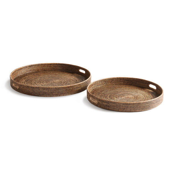 Burma Rattan Round Ottoman Trays Large, Set Of 2 | Scout & Nimble