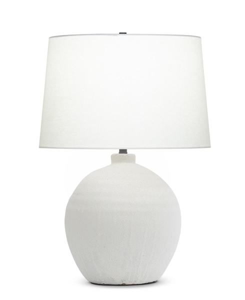 Trudelle Textured Ceramic Round Table Lamp - White | Scout & Nimble
