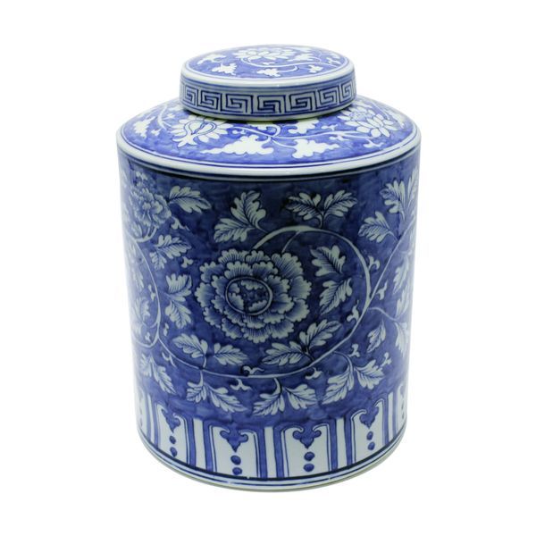 Blue & White Penoy Cylinder Tea Jar | Scout & Nimble