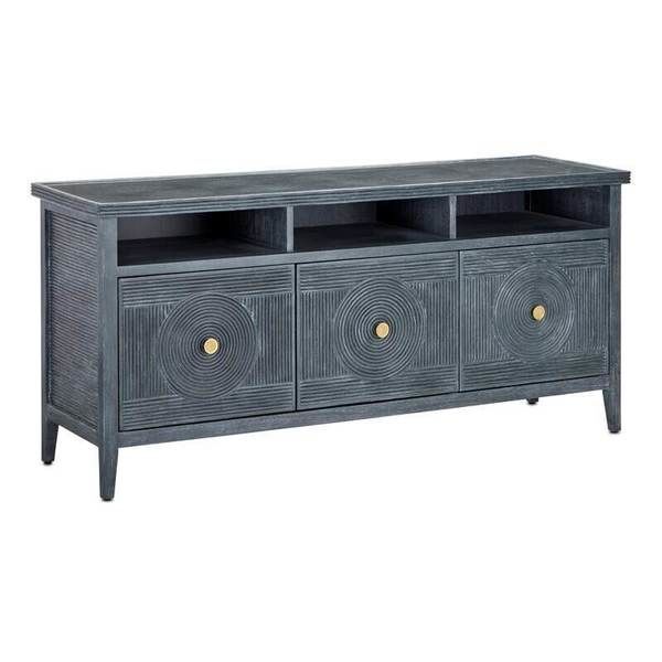 Santos Vintage Navy Rattan Rectangular Cabinet | Scout & Nimble