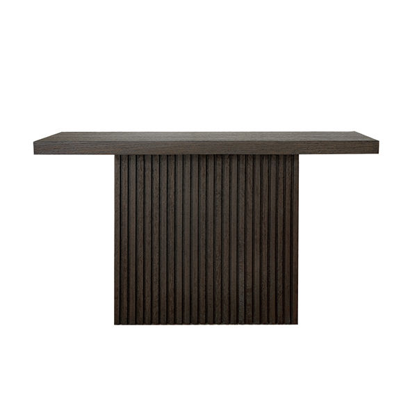 Vanna Natural Oak Slatted Pedestal Base Console Table | Scout & Nimble