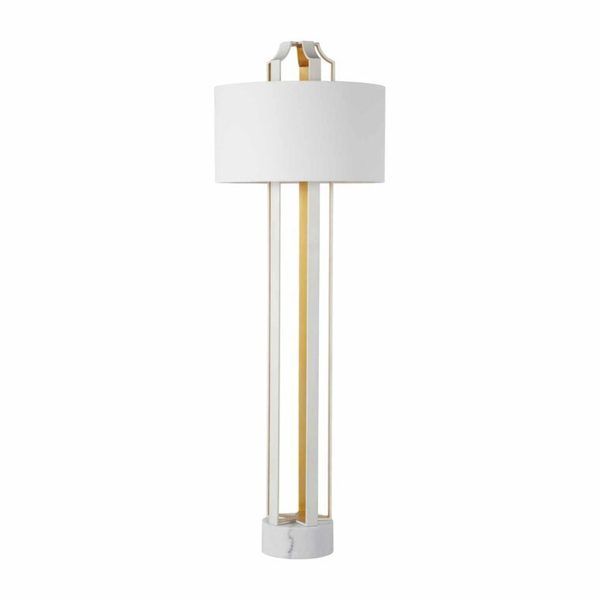 Krista Coral-White Vintage-Gold Floor Lamp with Linen Shade