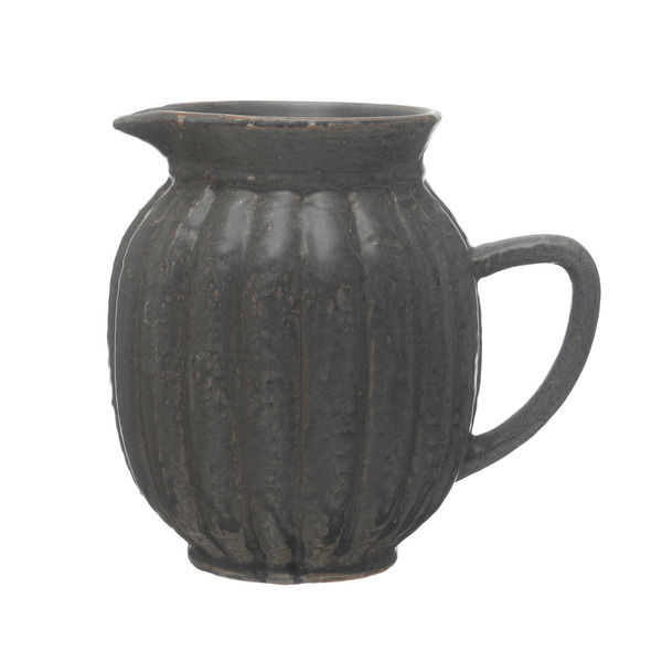 Toby Fluted Charcoal Grey Stoneware Pitcher | Scout & Nimble