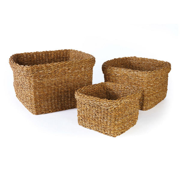 Seagrass Square Baskets With Cuffs, Set Of 3 | Scout & Nimble