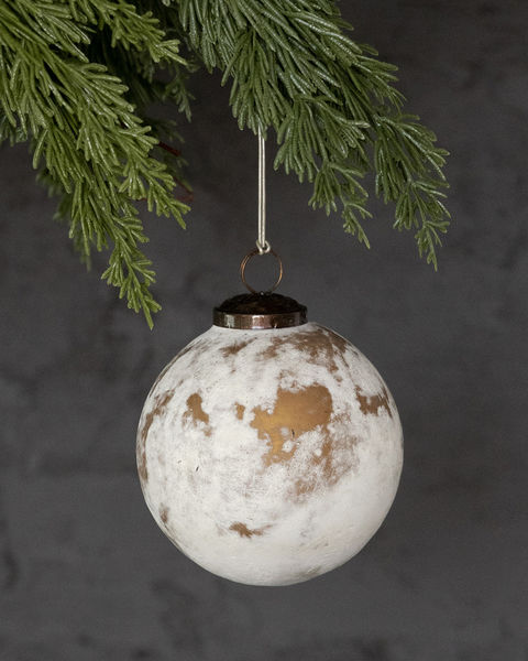 Textured Large Matte White Glass Ball Ornaments, Set of 4