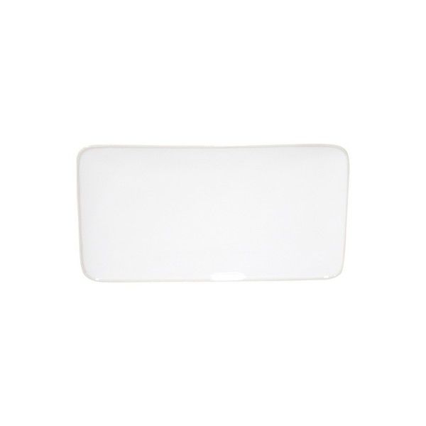 Beja Medium Ceramic Stoneware Rectangle Tray - White & Cream